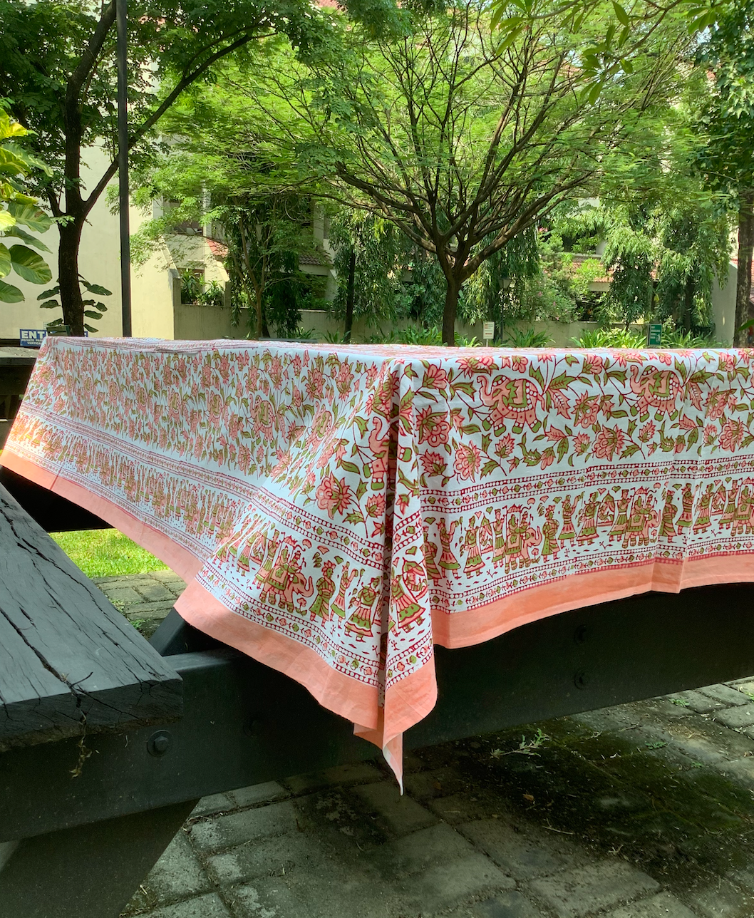 GAJA Peach Table Cover – HandBlocked Boutique Ph